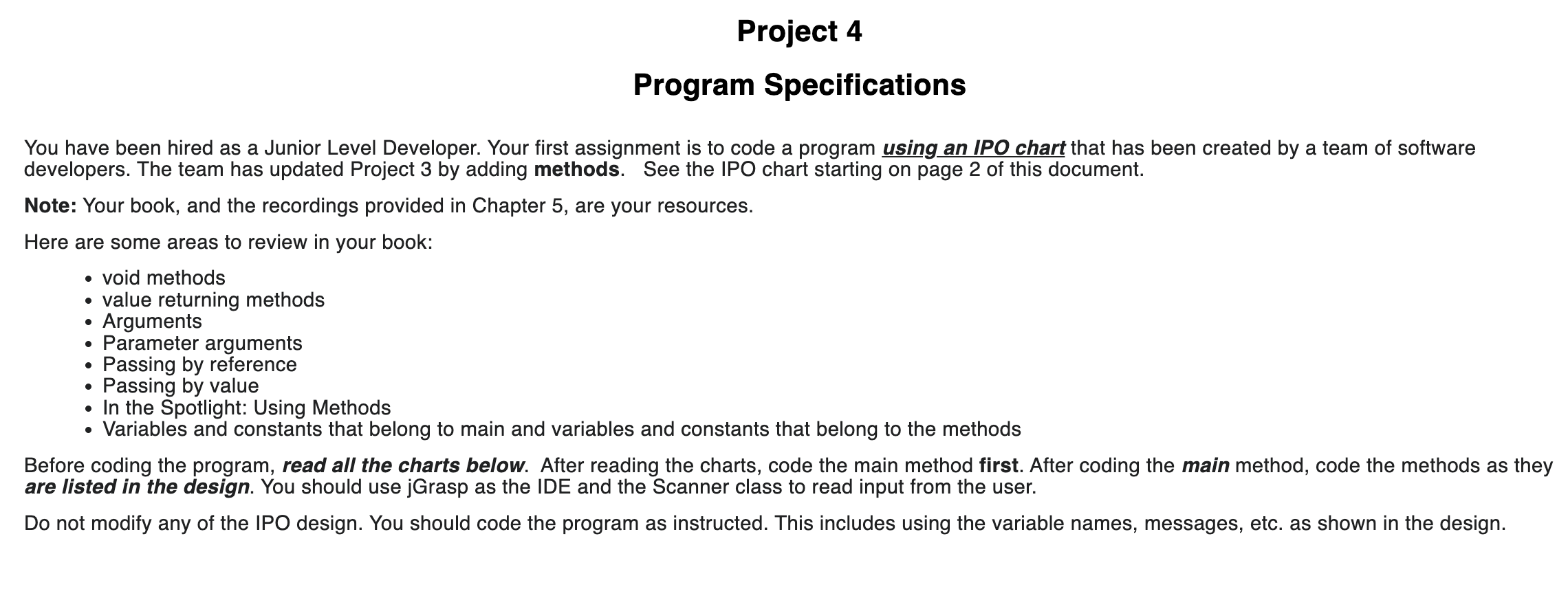 Program SpecificationsYou have been hired as a Junior | Chegg.com
