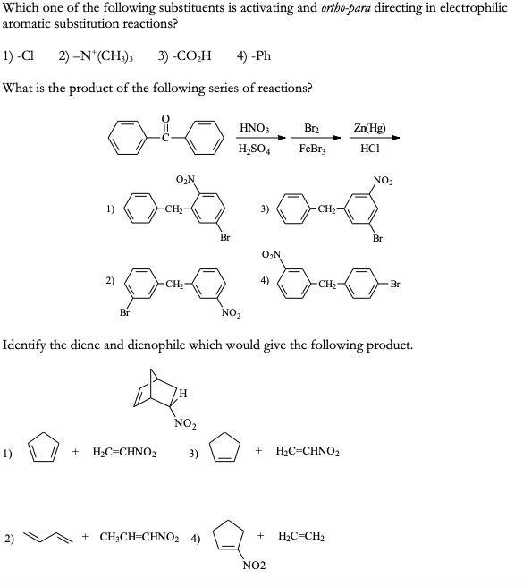Solved Which one of the following substituents is activating | Chegg.com