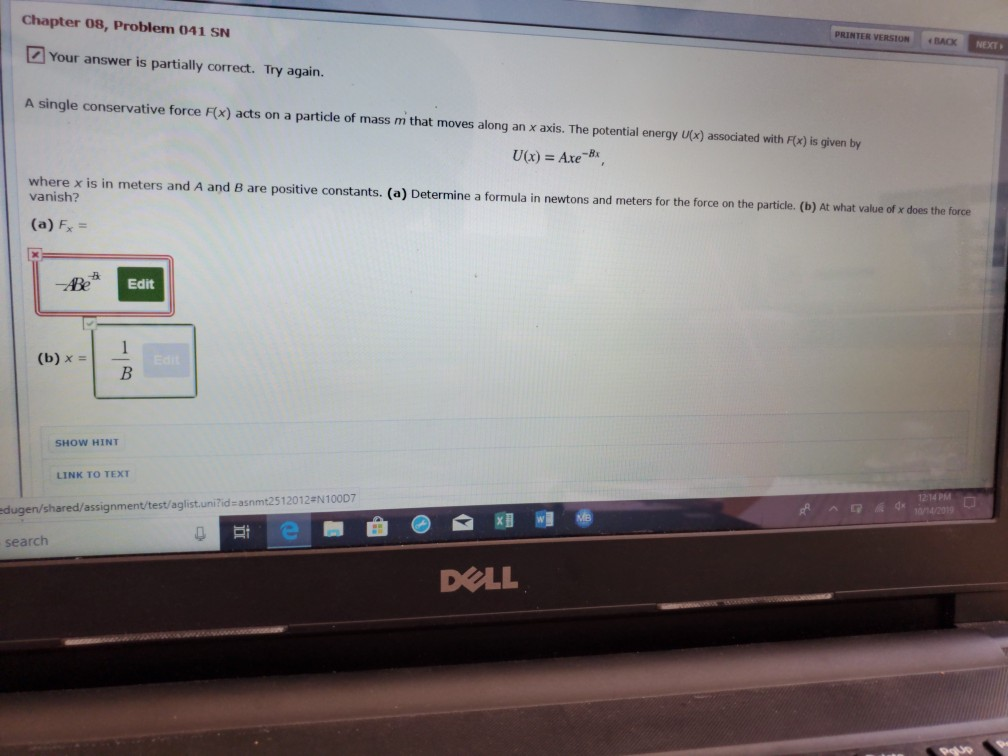 Solved Chapter 08, Problem 041 SN PRINTER VERSION BACK NEXT | Chegg.com