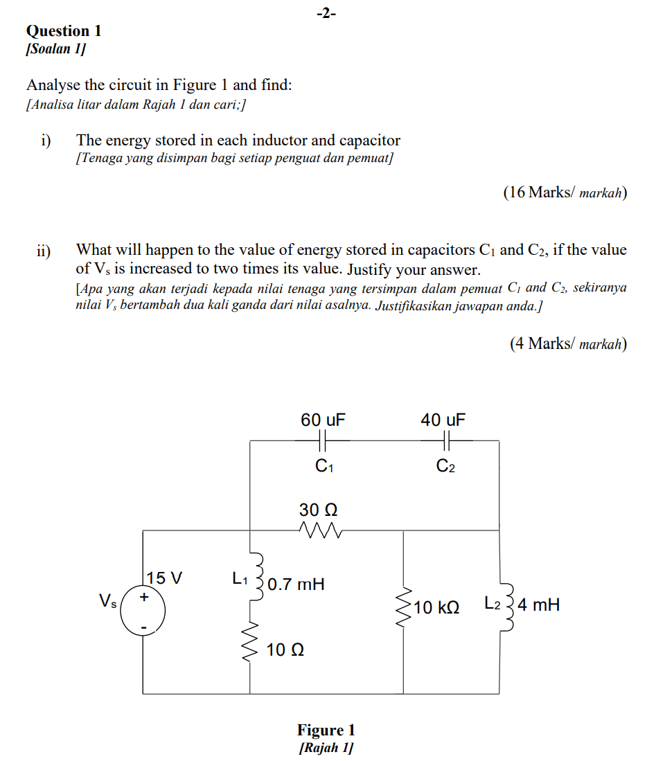 Solved -2- Question 1 (Soalan 1] Analyse the circuit in | Chegg.com