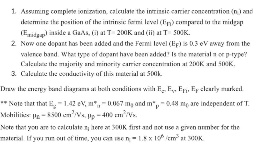 Solved 1. Assuming complete ionization, calculate the | Chegg.com