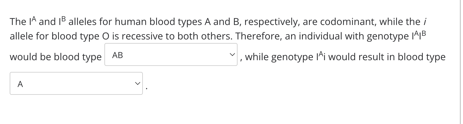 Solved The IA and IB alleles for human blood types A and B, | Chegg.com