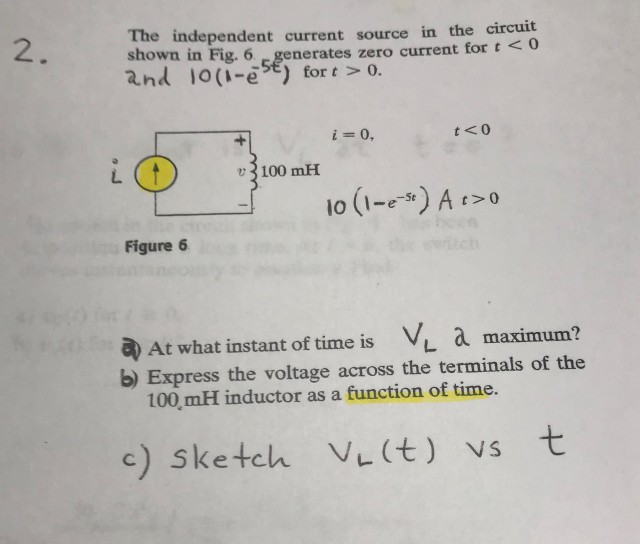 Solved 2 The independent current source in the circuit shown | Chegg.com