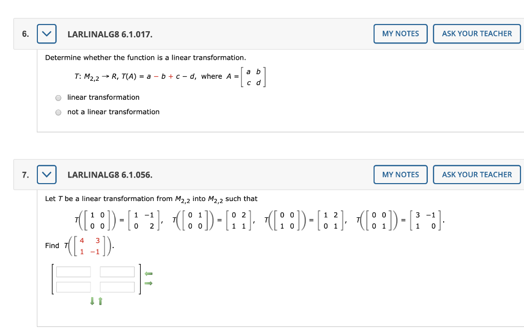 Solved LARLINALG8 6.1.017. MY NOTES ASK YOUR TEACHER | Chegg.com