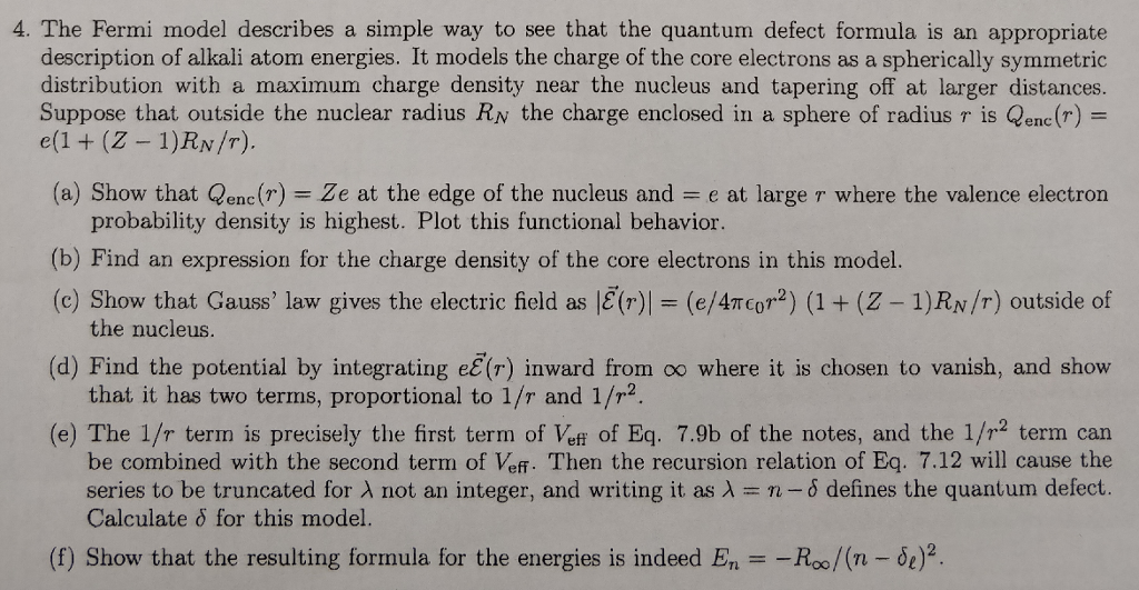 Solved 4. The Fermi model describes a simple way to see that | Chegg.com
