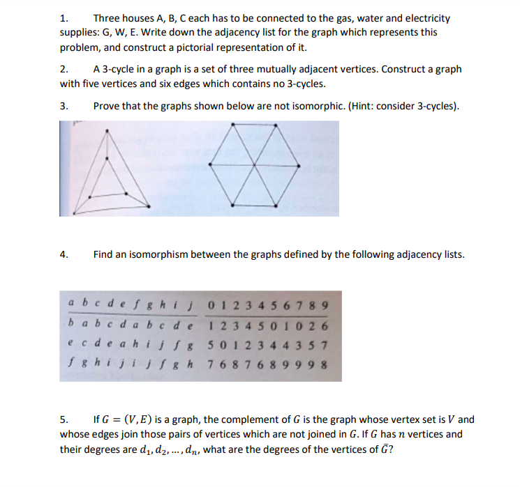 Solved 1. Three houses A, B, C each has to be connected to | Chegg.com