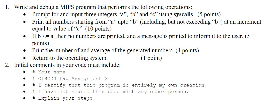 Solved Write and debug a MIPS program , where output should | Chegg.com