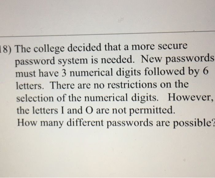 Solved The college decided that a more secure password | Chegg.com