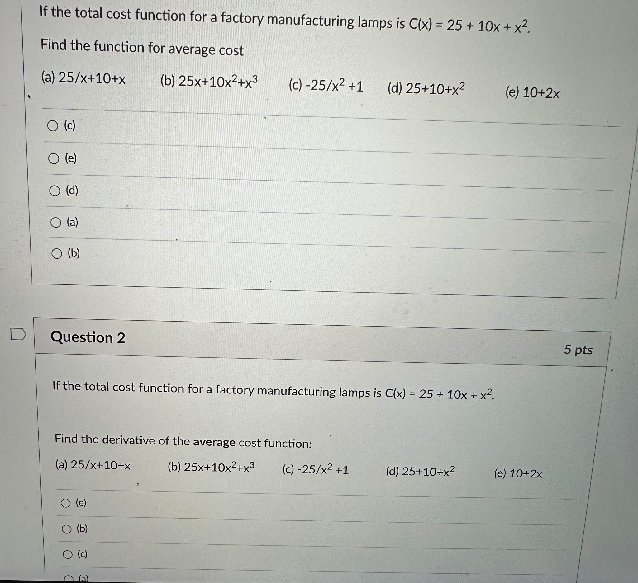 Solved If the total cost function for a factory | Chegg.com