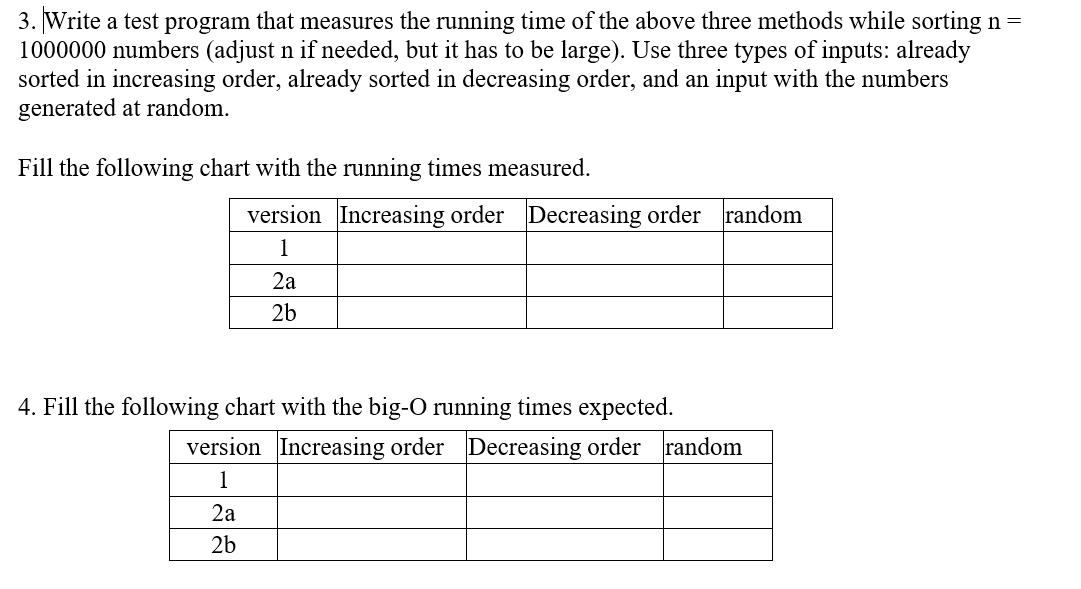 Solved Write a test program that measures the running time | Chegg.com