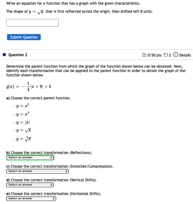 Solved Write an equation for a function that has a graph | Chegg.com