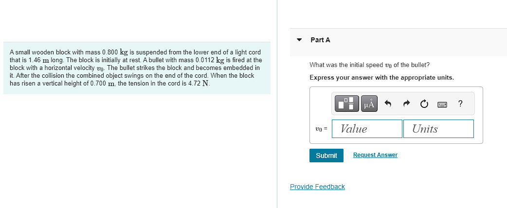 Solved A small wooden block with mass 0.800 kg is suspended | Chegg.com