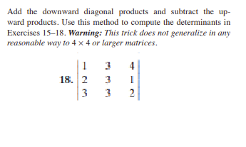 Solved Add the downward diagonal products and subtract the | Chegg.com
