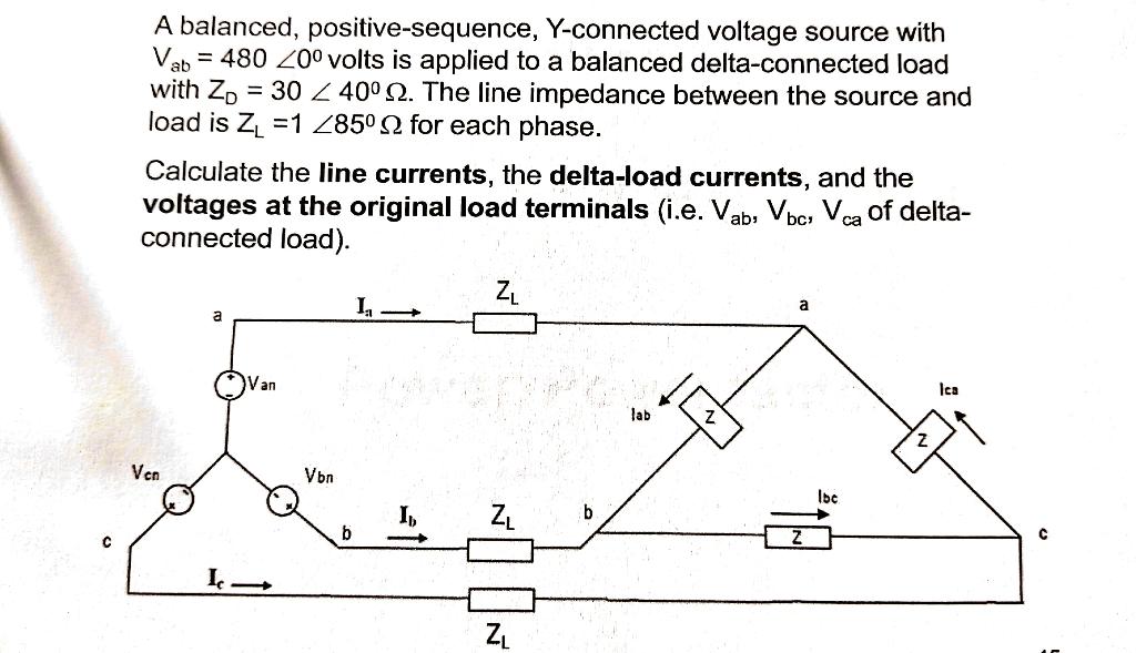 Solved A balanced, positive-sequence, Y-connected voltage | Chegg.com