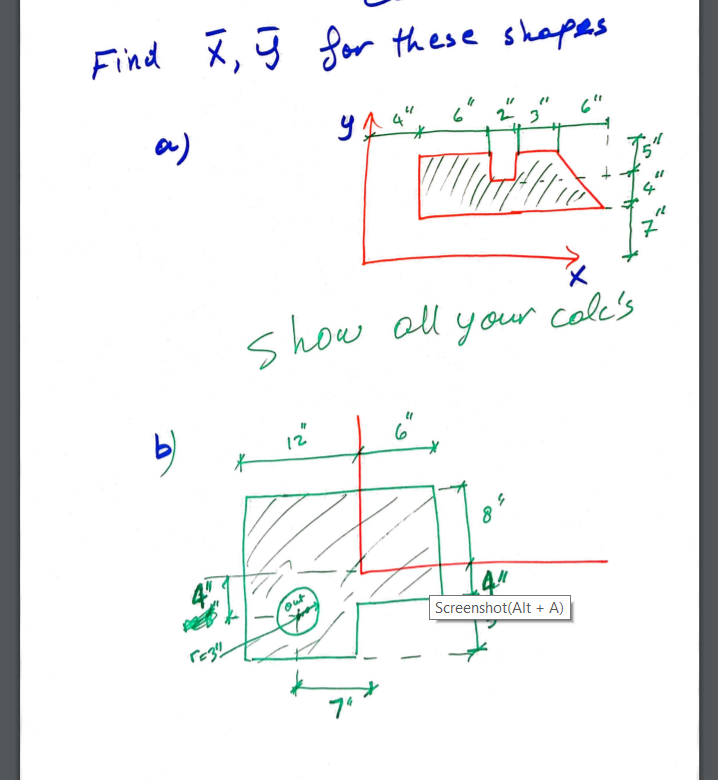 Solved Show all your Find X, ý for these shapes a) 9 7 44 64 | Chegg.com