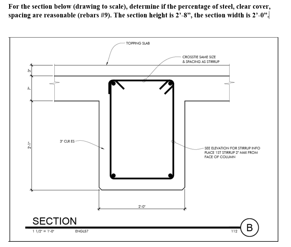 Solved For the section below (drawing to scale), determine | Chegg.com