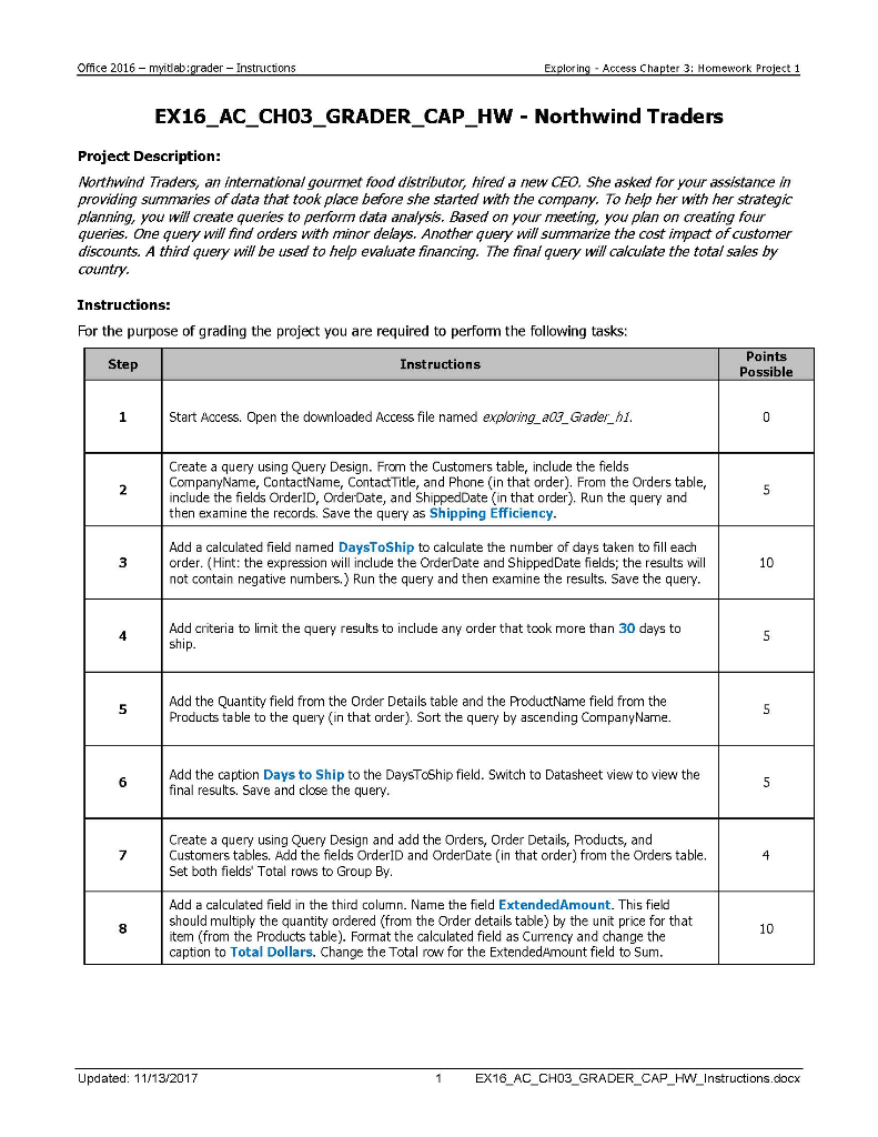 Office 2016 myitlab:grader Instructions Explor in | Chegg.com