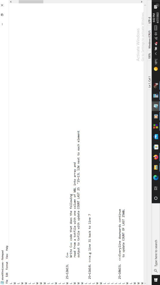 Solved - х store Winslosses. Notepad File Edit Format View | Chegg.com