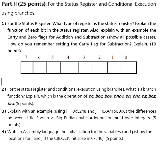 Solved Part II (25 points): For the Status Register and | Chegg.com