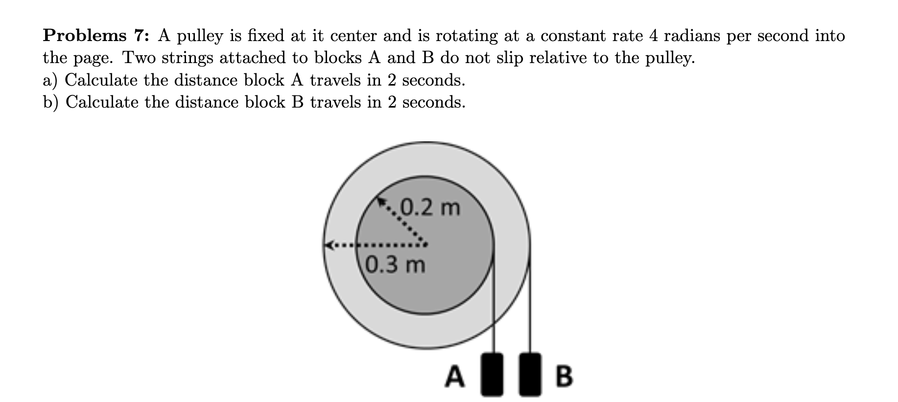 Solved Problems 7: A pulley is fixed at it center and is | Chegg.com