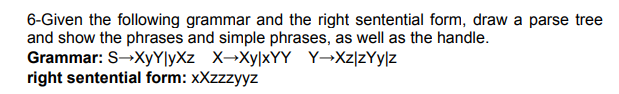 Solved 6-Given the following grammar and the right | Chegg.com