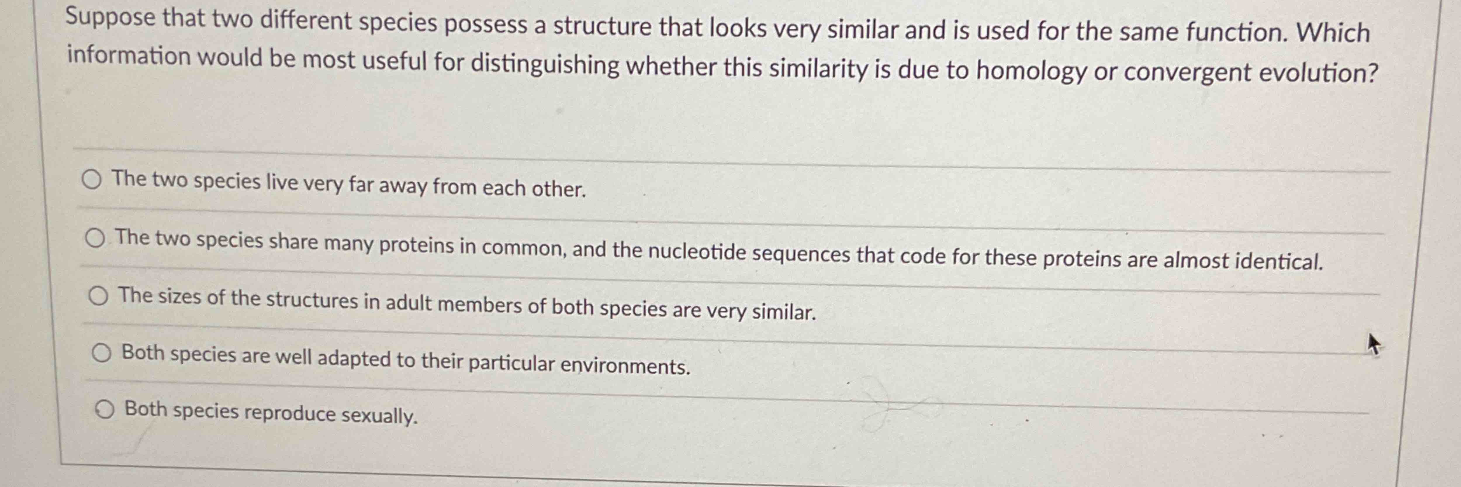 Solved Suppose that two different species possess a | Chegg.com
