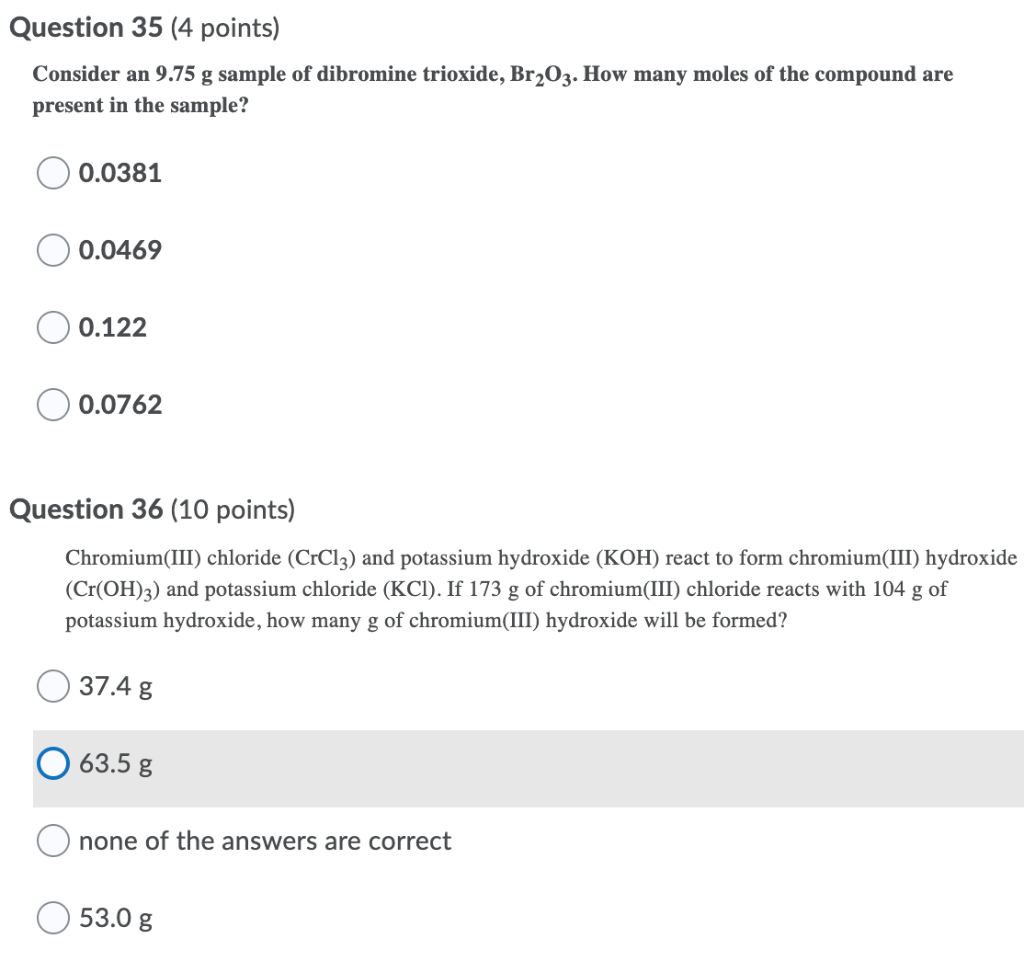 Solved Question 35 (4 points) Consider an 9.75 g sample of | Chegg.com