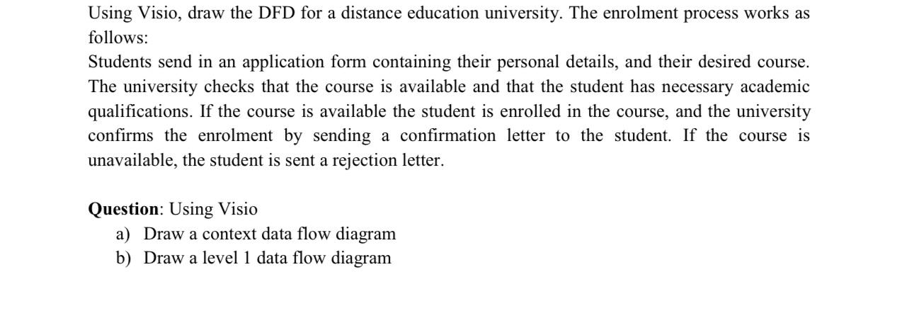 Solved Using Visio, draw the DFD for a distance education | Chegg.com