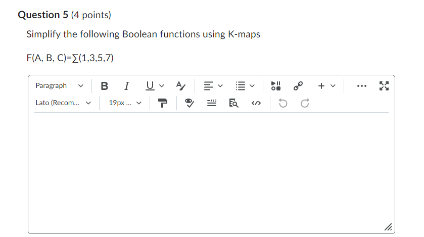 Solved Question 5 (4 ﻿points)Simplify the following Boolean | Chegg.com