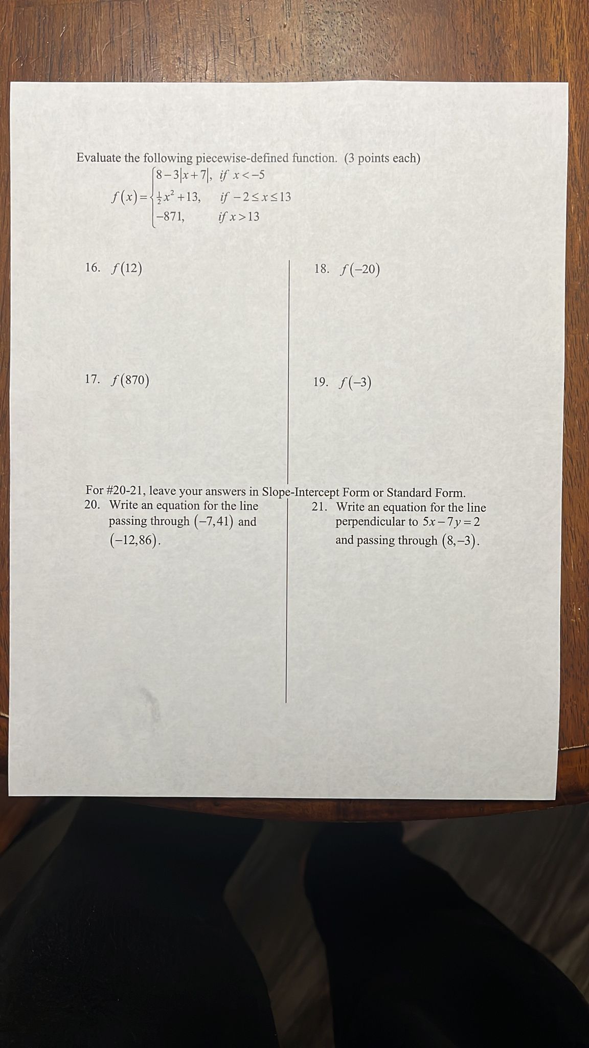Solved Evaluate the following piecewise-defined function. ( | Chegg.com