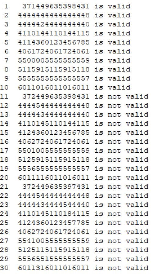 Solved Please implement a credit card number validation | Chegg.com