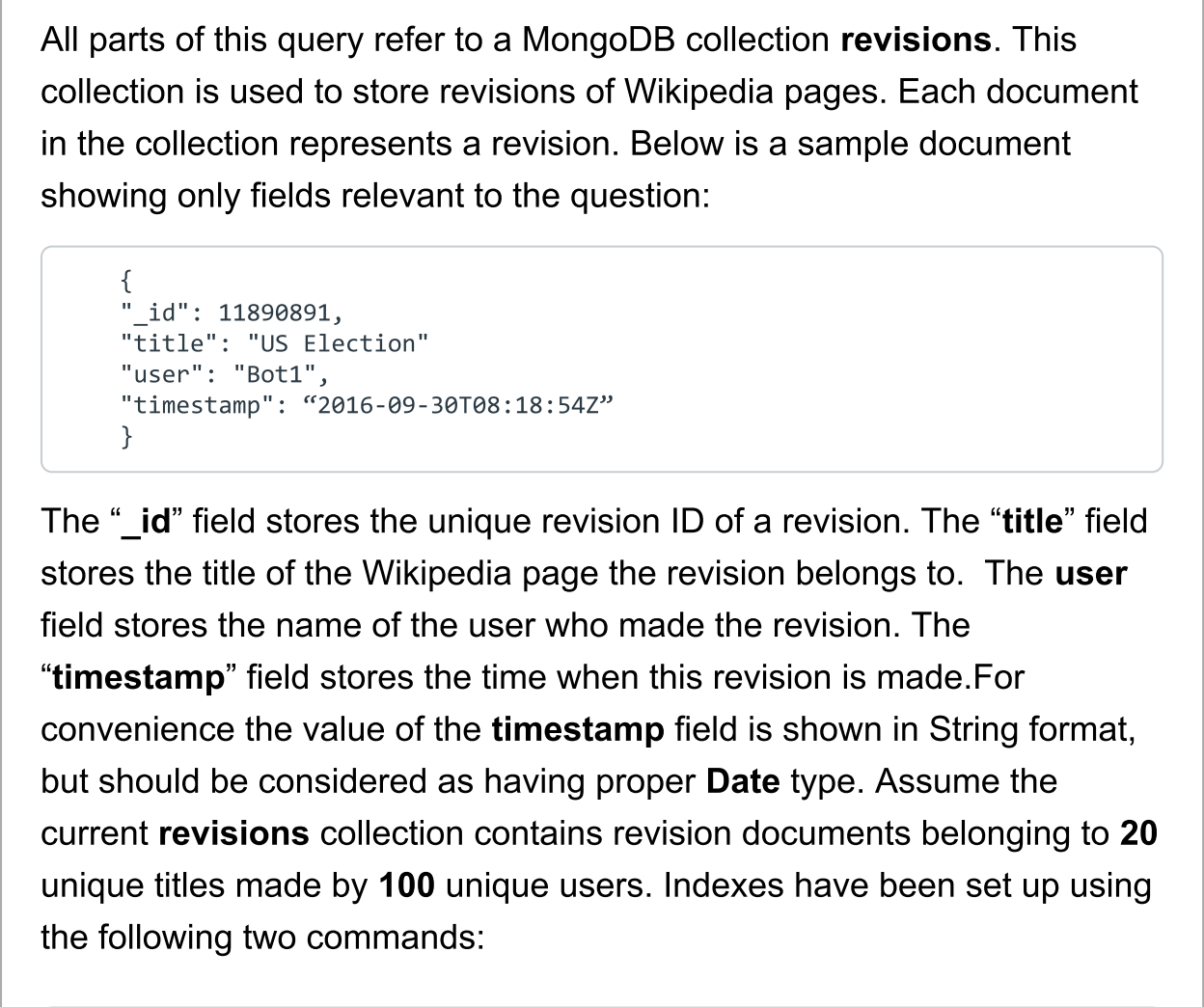 All parts of this query refer to a MongoDB collection | Chegg.com