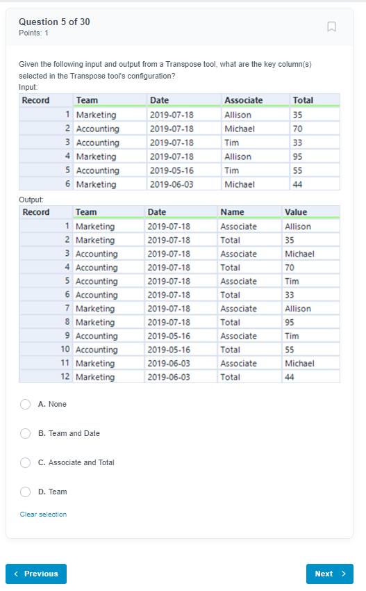 Solved Having applied a Cross tab tool, which tool will then | Chegg.com