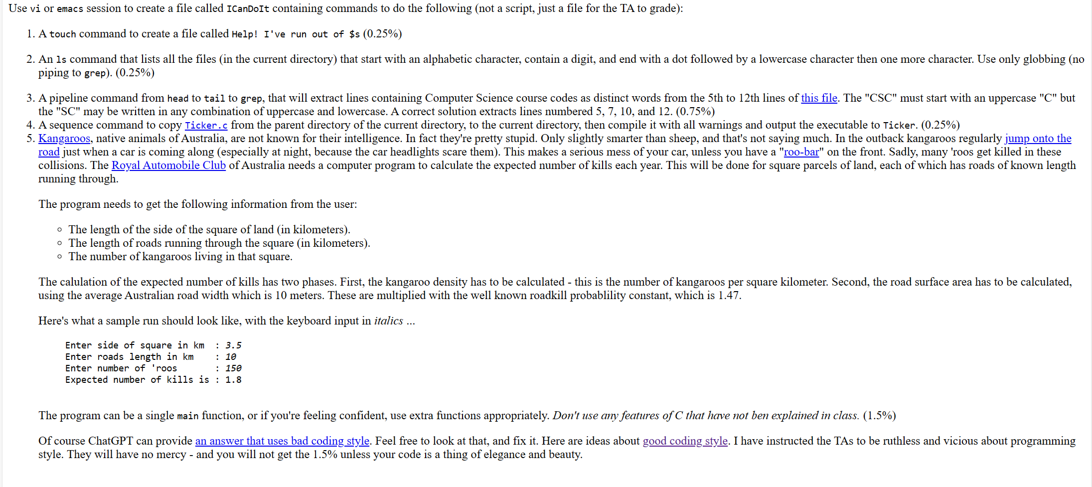 Use vi or emacs session to create a file called | Chegg.com
