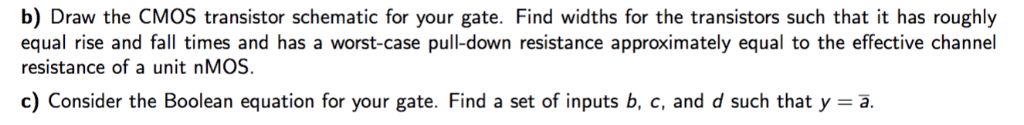 y = (a·b) + c)·d b) Draw the CMOS transistor | Chegg.com
