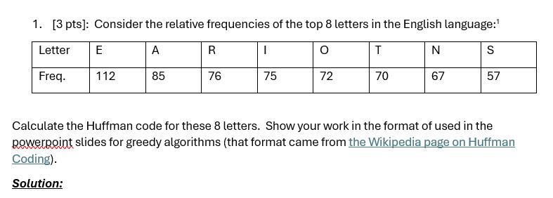 Solved Calculate the Huffman code for these 8 ﻿letters. Show | Chegg.com