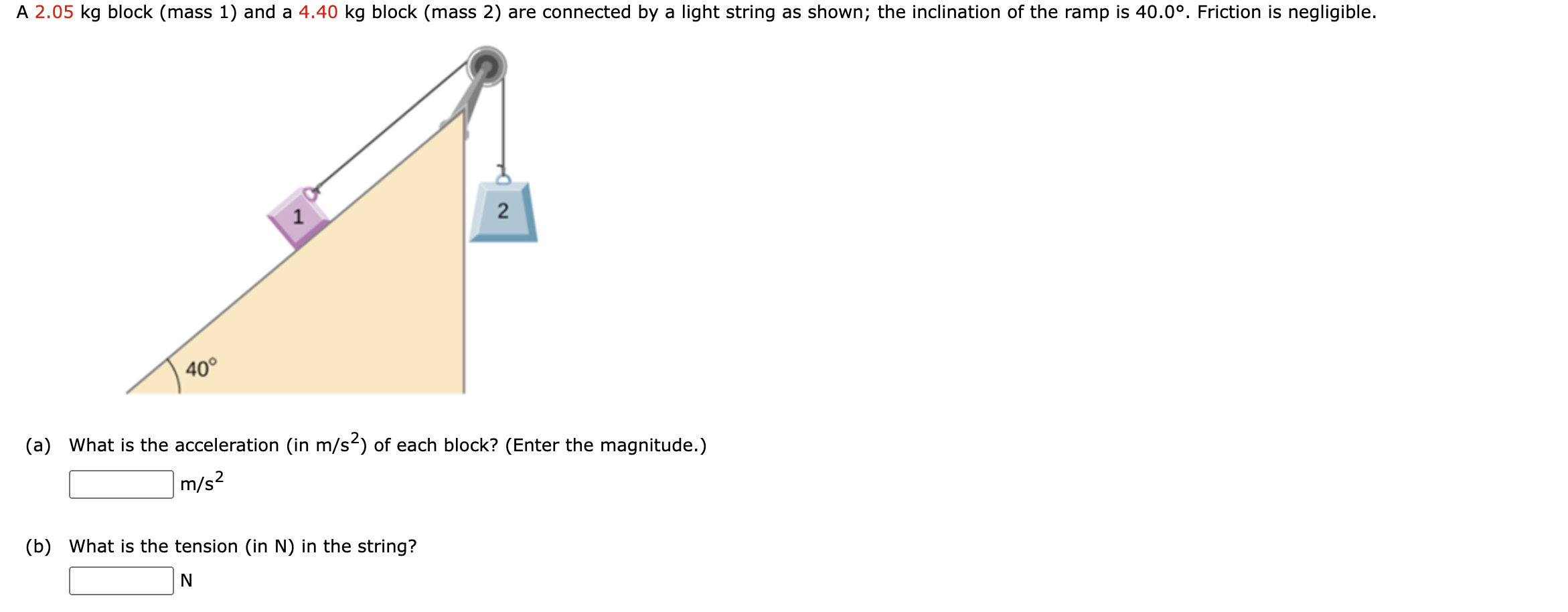 Solved (a) What is the acceleration (in m/s2 ) of each | Chegg.com