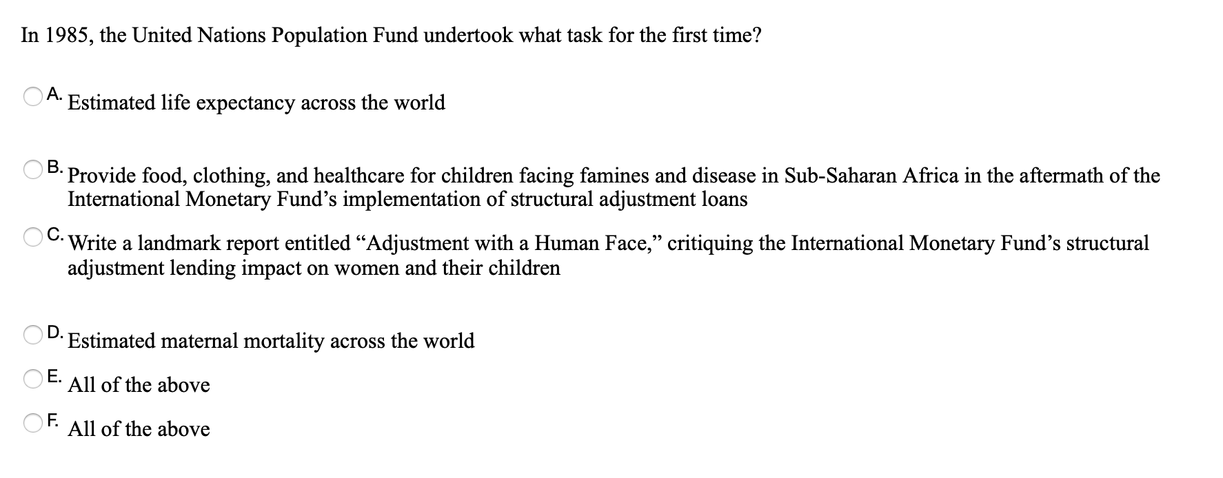 Solved In 1985, the United Nations Population Fund undertook | Chegg.com