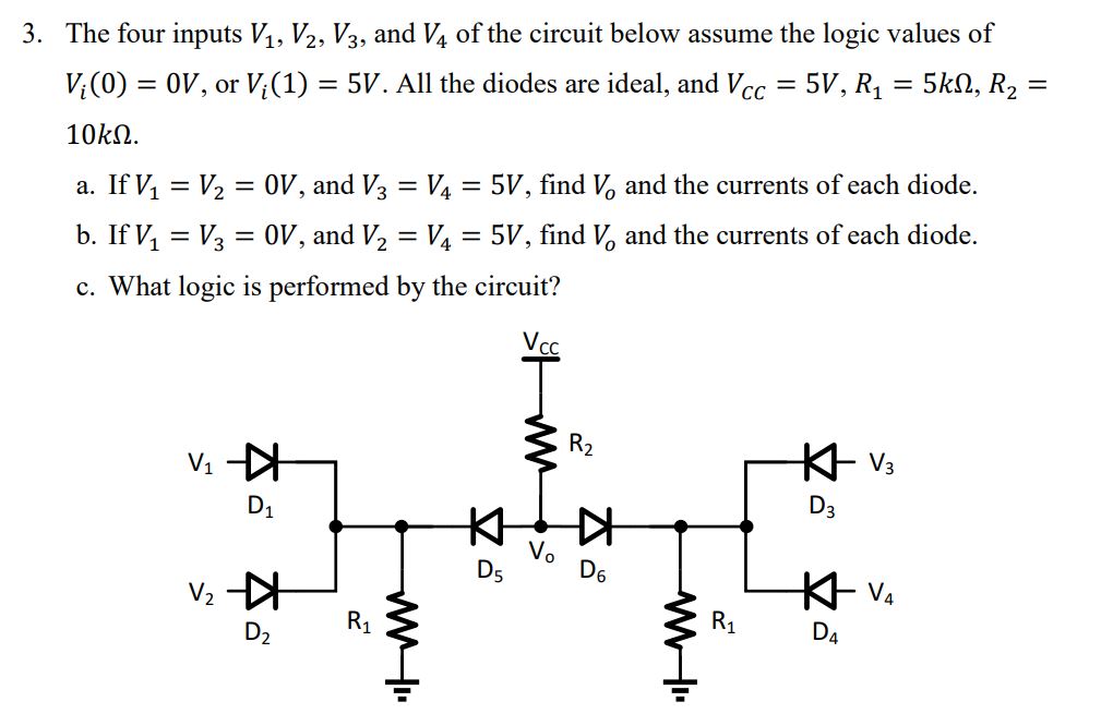 Solved The four inputs V1,V2,V3, and V4 of the circuit below | Chegg.com