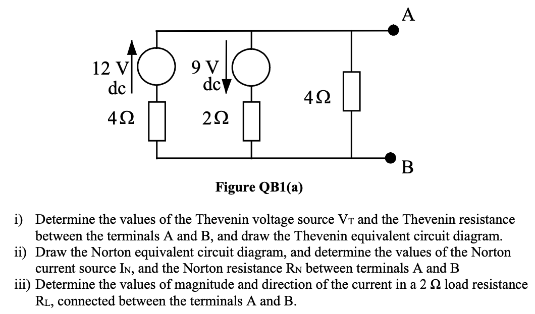 Solved 40 Figure QB1(a) between the terminals A and B, and | Chegg.com