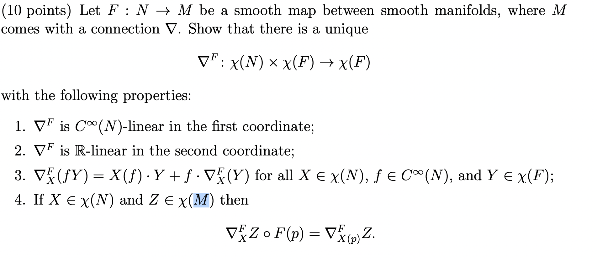 (10 points) Let F:N→M be a smooth map between smooth | Chegg.com