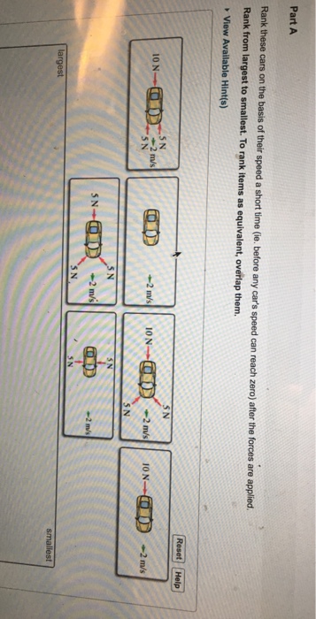 Solved Part A Rank these cars on the basis of their speed a | Chegg.com