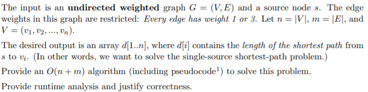 Solved The input is an undirected weighted graph G = (V, E) | Chegg.com