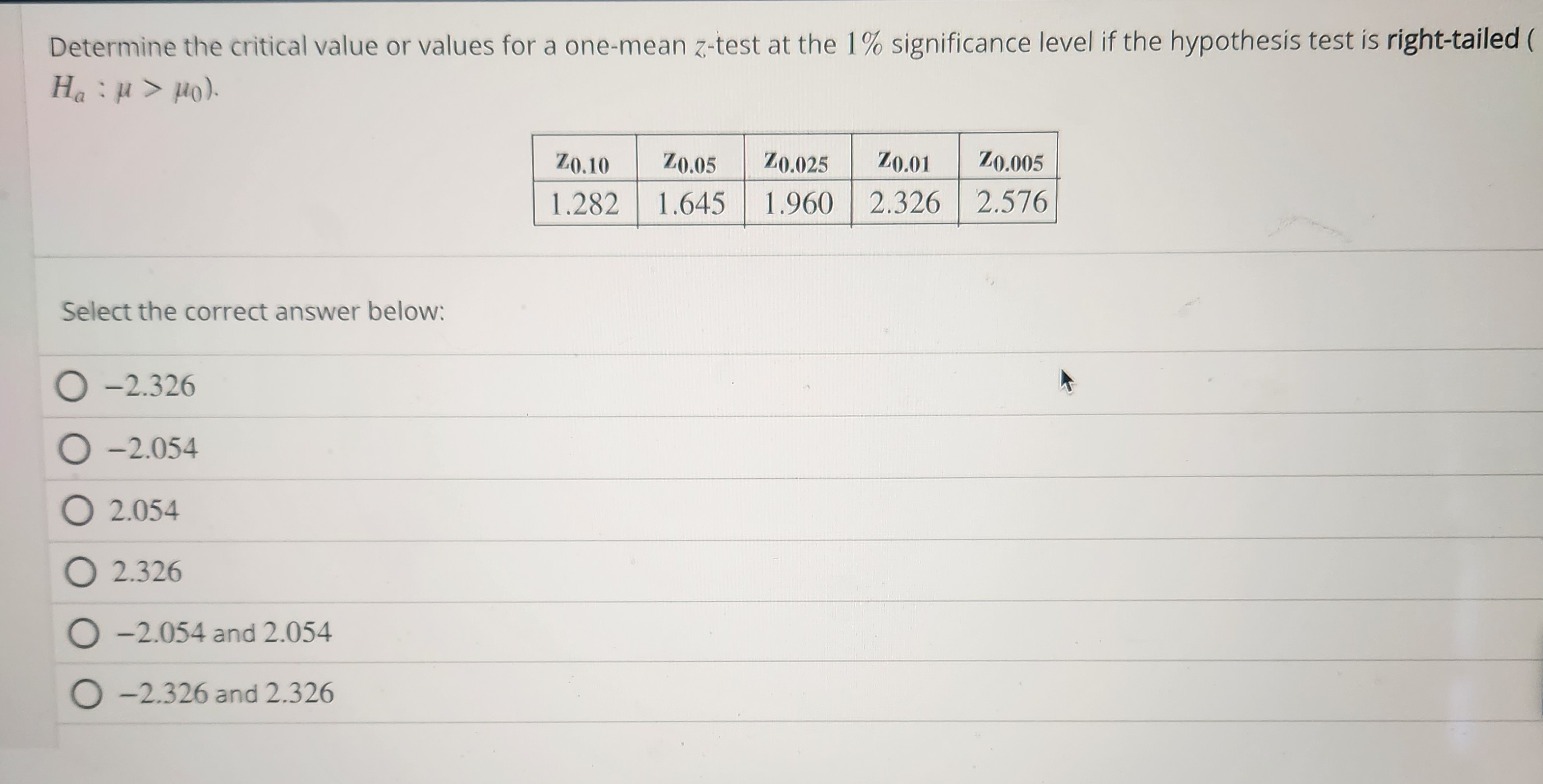 Solved Determine The Critical Value Or Values For A One Mean