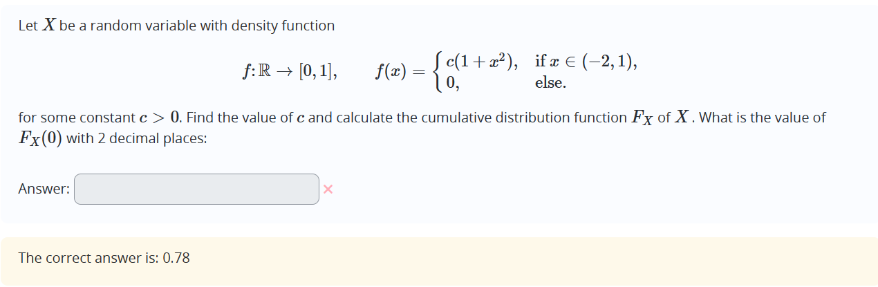 Solved Let x ﻿be a random variable with density | Chegg.com