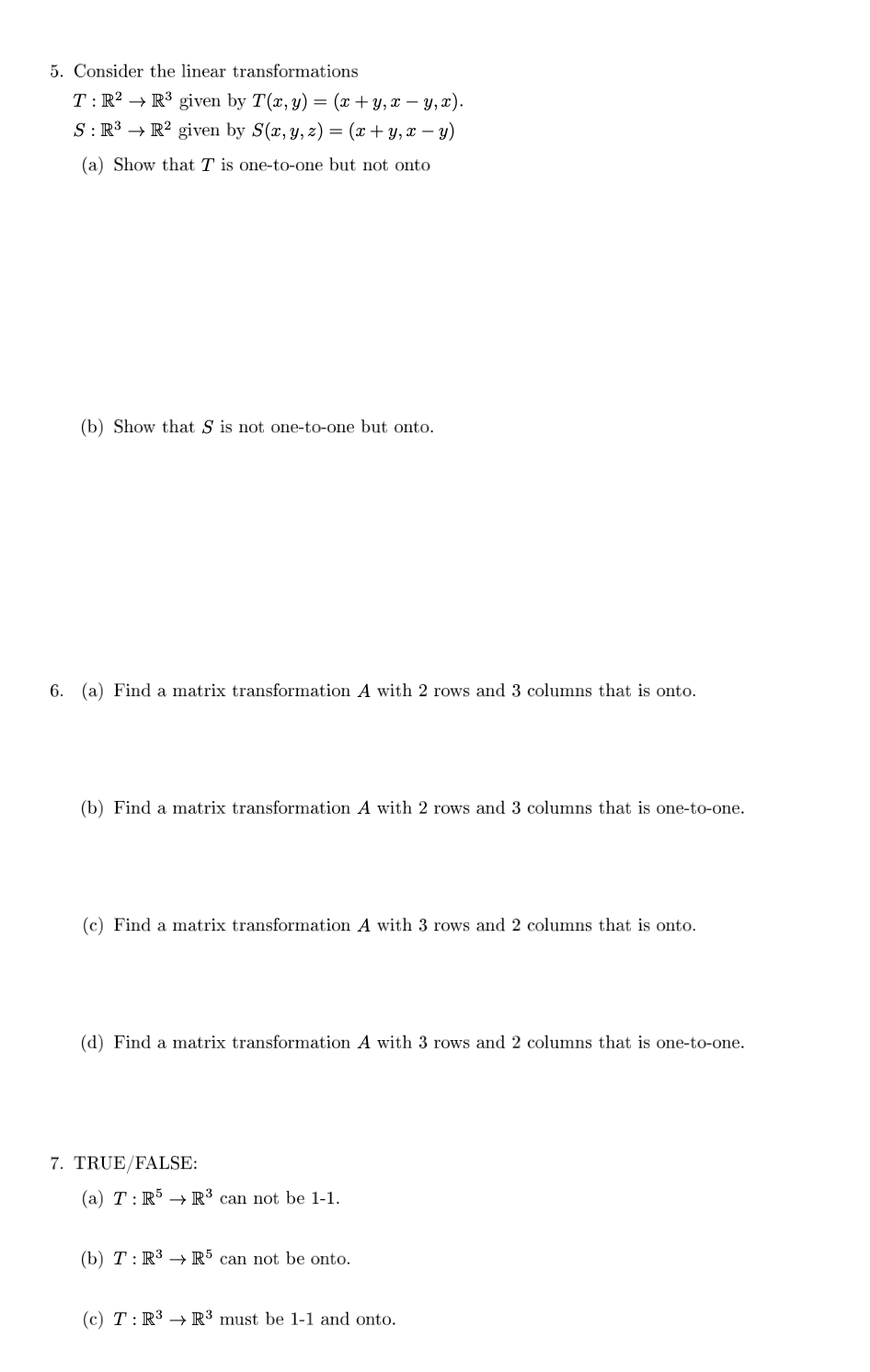 Solved 5. Consider the linear transformations T:R2 + R3 | Chegg.com