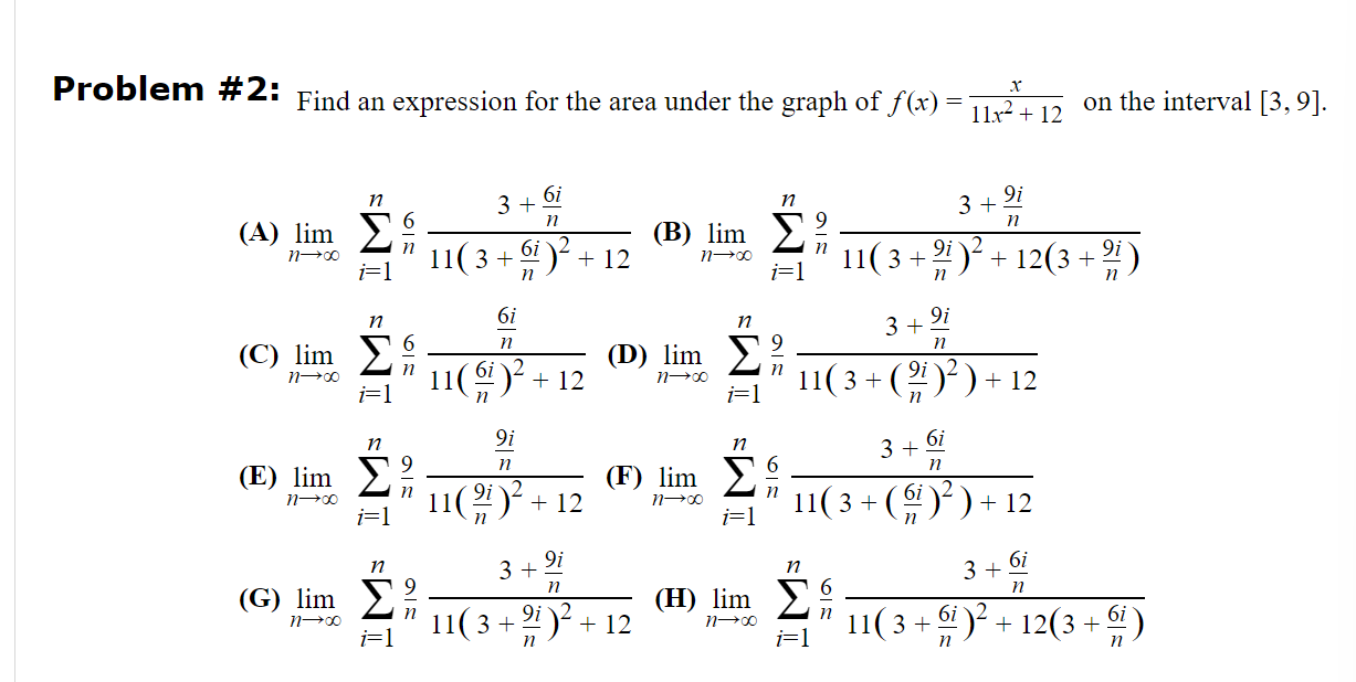 Solved Problem \# 2: Find an expression for the area under | Chegg.com