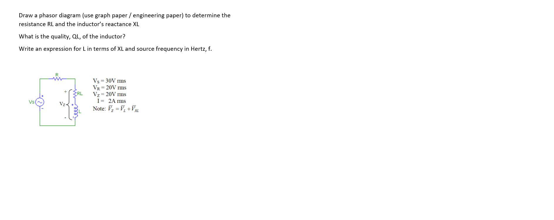 Solved Draw a phasor diagram (use graph paper / engineering | Chegg.com