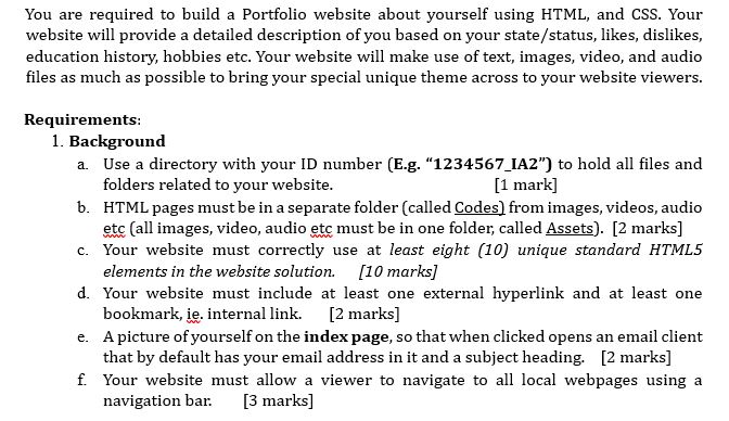 Solved You are required to build a Portfolio website about | Chegg.com