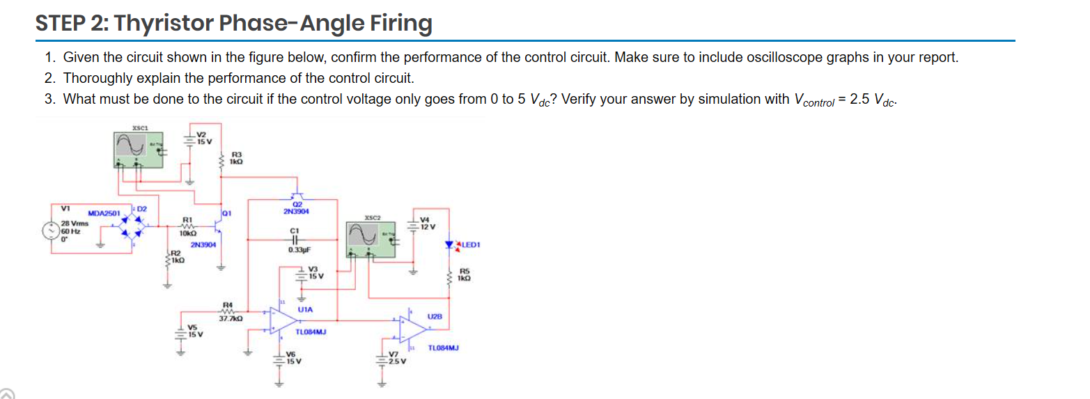 STEP 2: Thyristor Phase-Angle Firing 1. Given the | Chegg.com